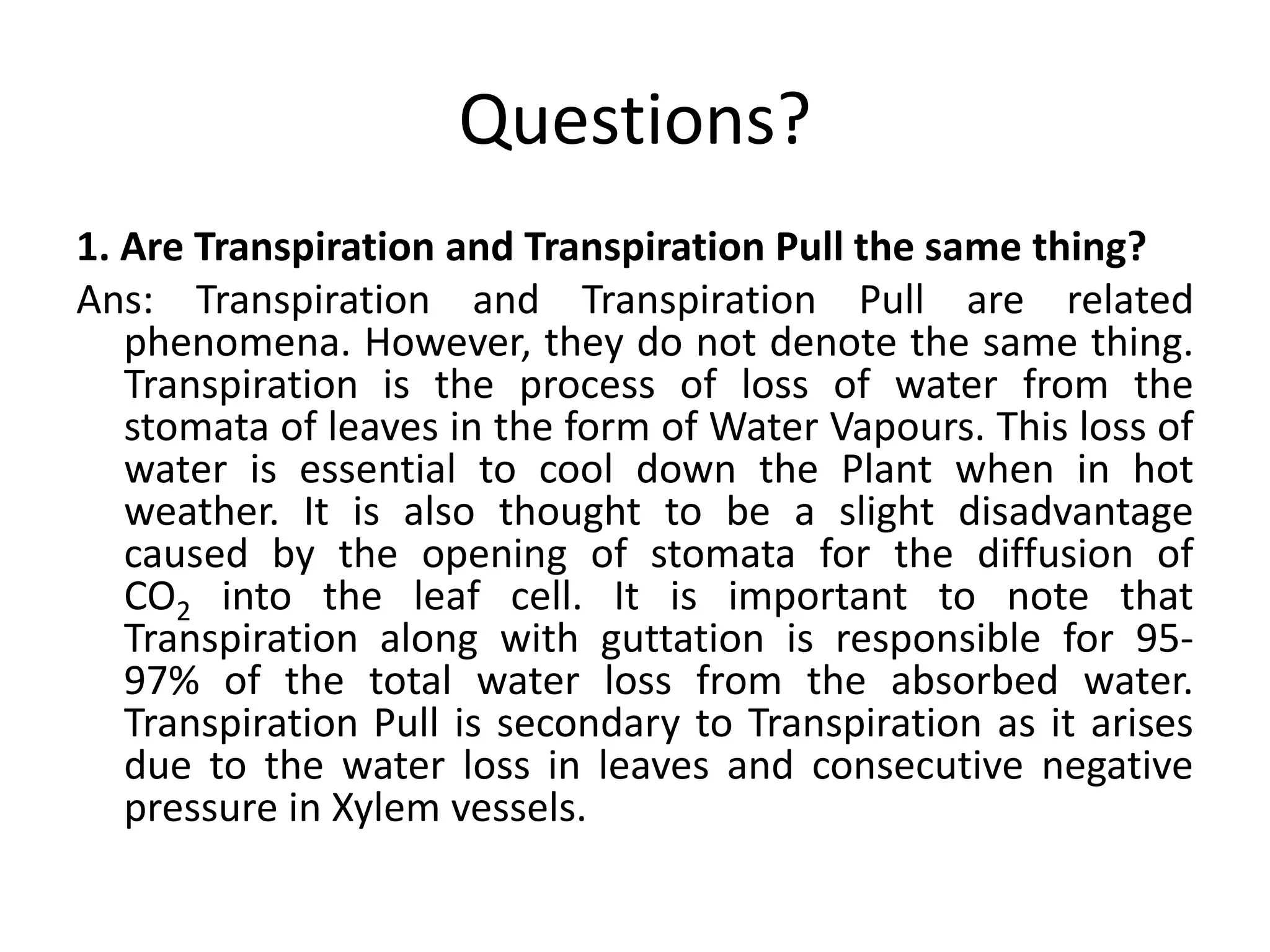 plant water relation, transpiration, root pressure and transpirational ...