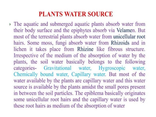 plant water relation, transpiration, root pressure and transpirational ...
