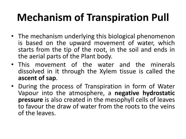 plant water relation, transpiration, root pressure and transpirational ...