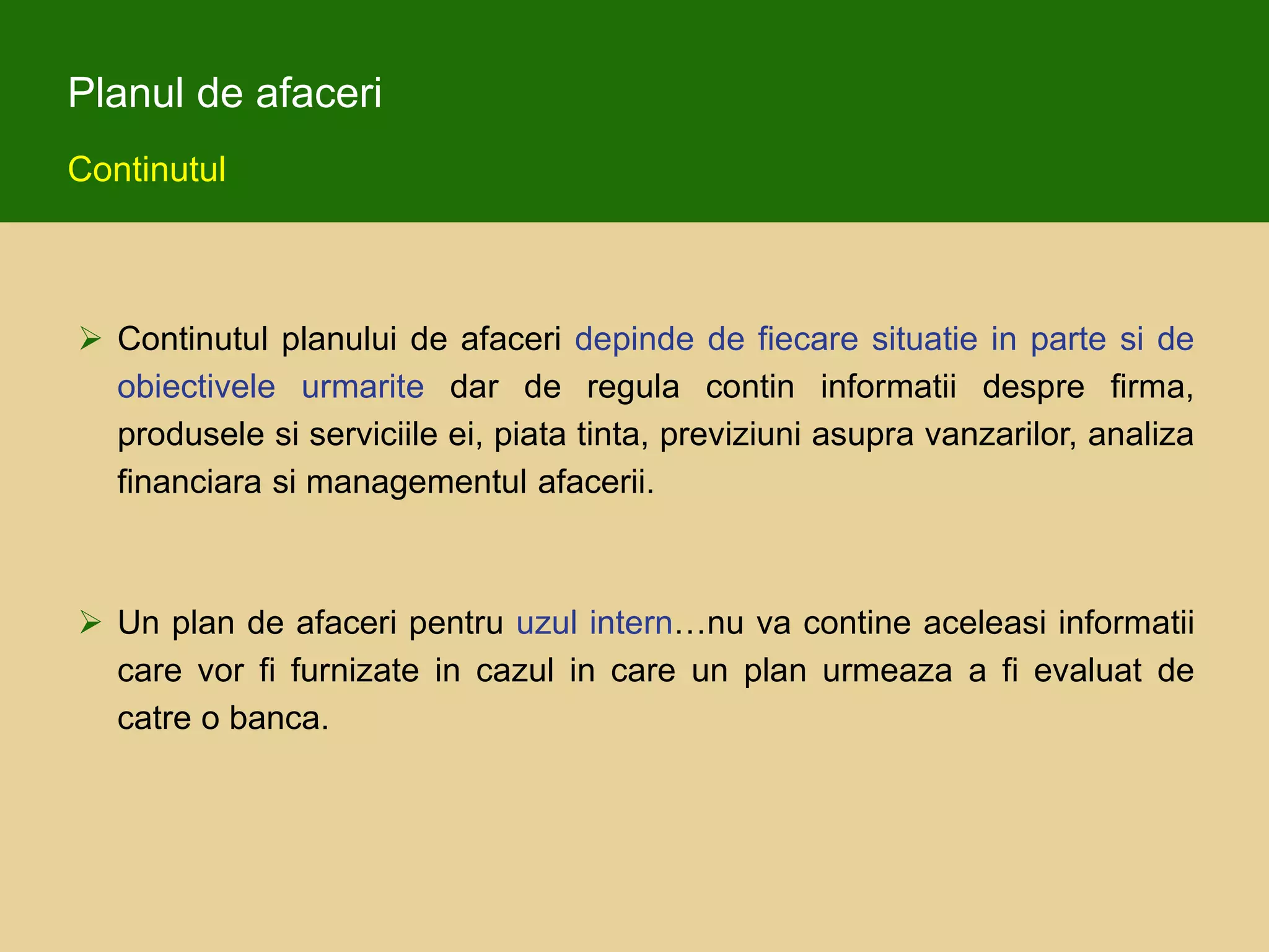 Planul de afaceri | PPT