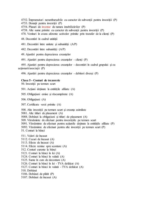 Planul de conturi general 2018 | DOCX