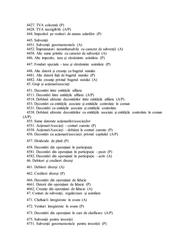 Planul de conturi general 2018 | DOCX