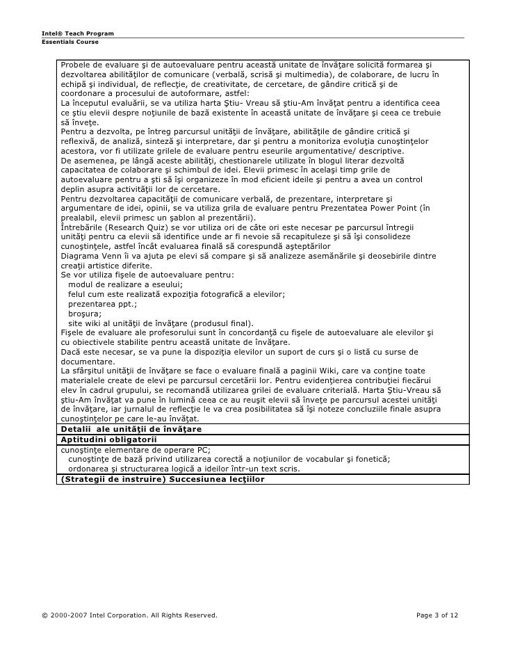 Planul Unitatii De Invatare