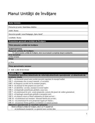 Planul Unitatii De Invatare(1) | PDF
