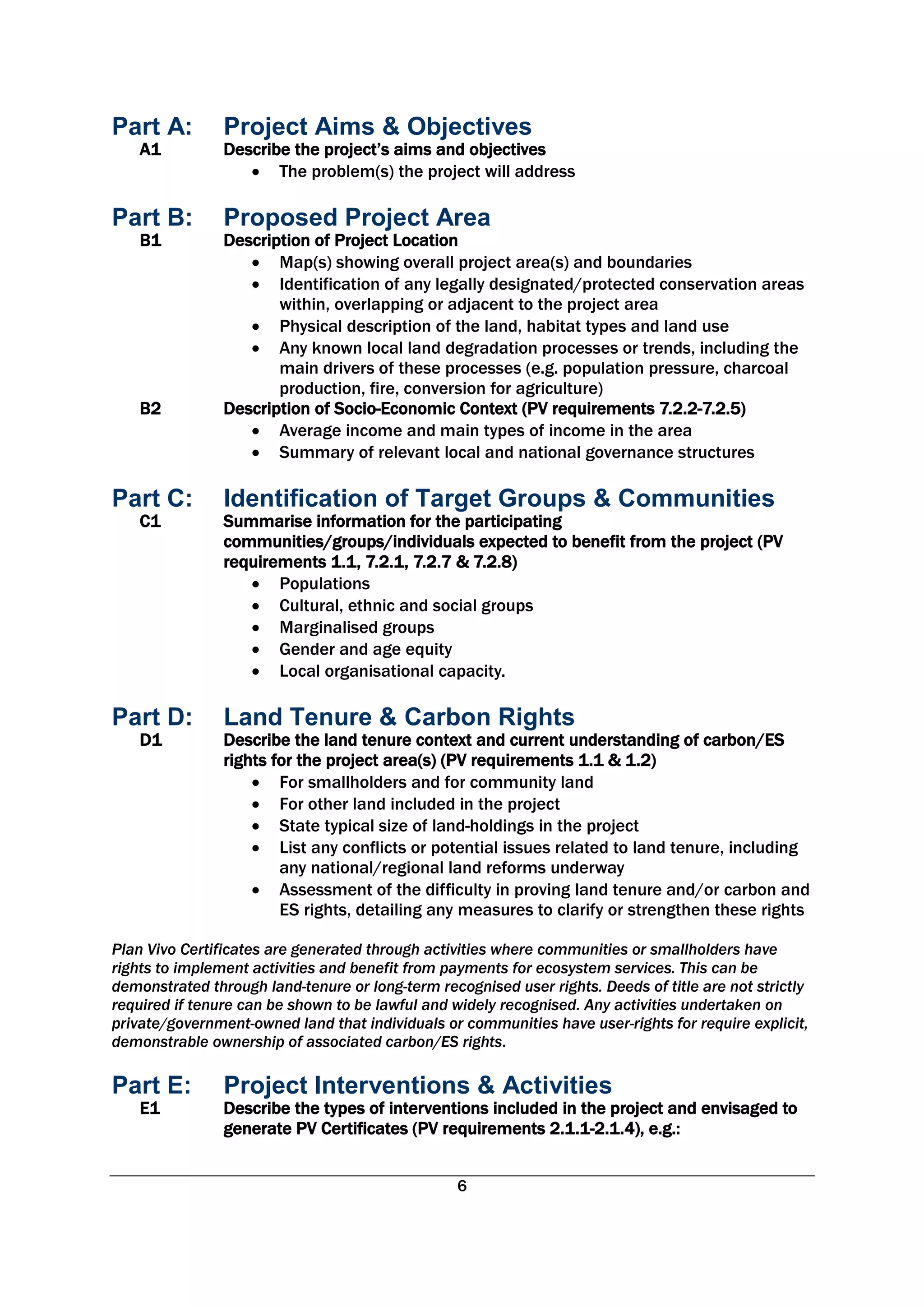 Plan Vivo project idea note (pin) template & guidance | DOCX