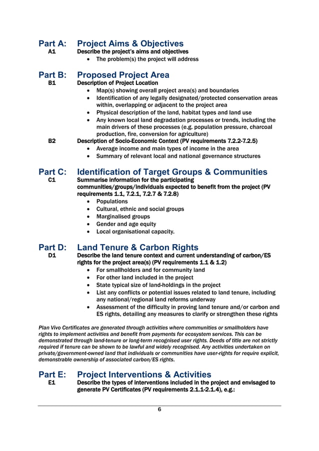 Plan Vivo project idea note (pin) template & guidance | DOCX