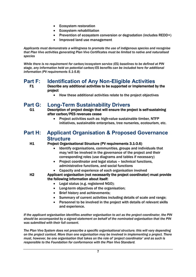 Plan Vivo project idea note (pin) template & guidance | DOCX