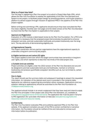 Plan Vivo Project Idea Note (PIN) Template & Guidance | PDF