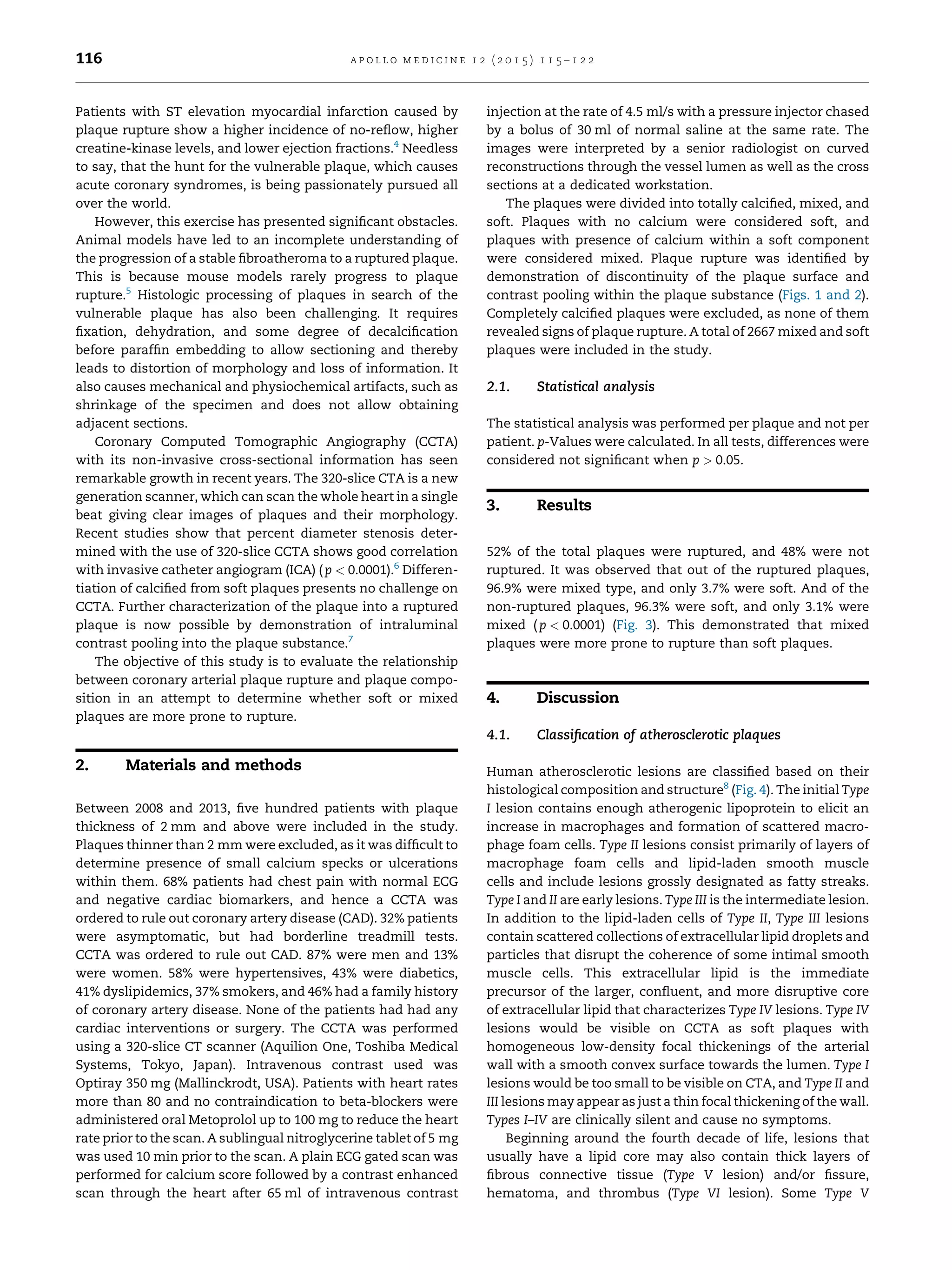 Plaque rupture relationship to plaque composition in coronary arteries ...