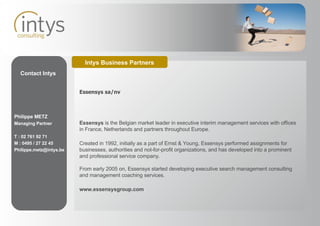 Plaquette Intys 2009 | PPT | Management Consulting Industry | Industries