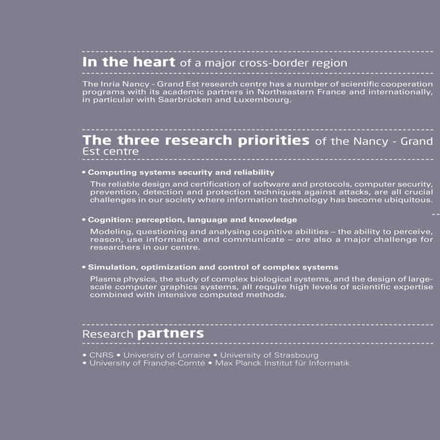Inria - leaflet of research centre Nancy - Grand Est | PDF