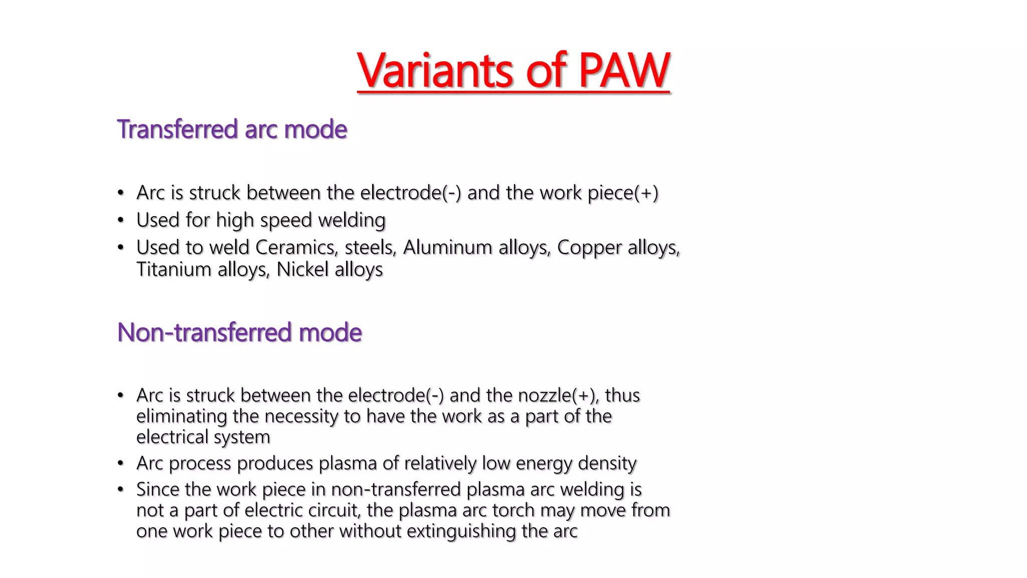 Plasma arc welding | PPTX
