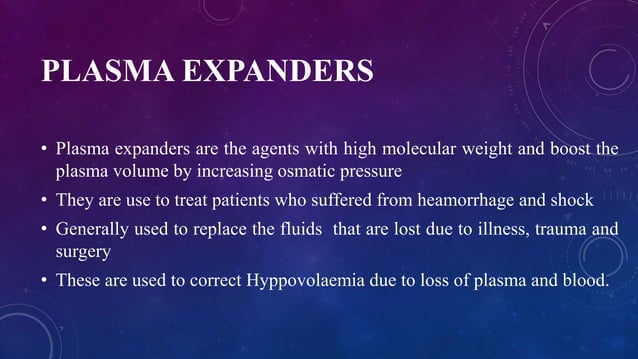 Pharmacology of Plasma expanders | PPTX | Blood Disorders | Diseases ...
