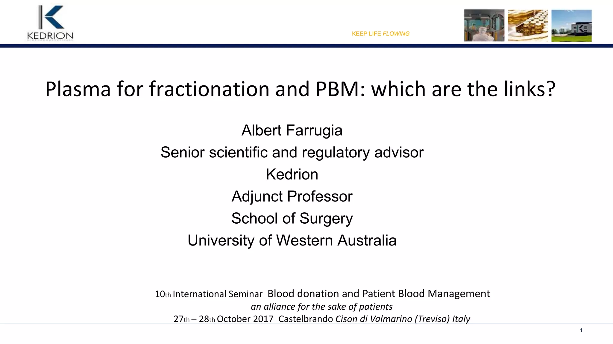 Plasma for fractionation and Patient Blood Management. | PPTX