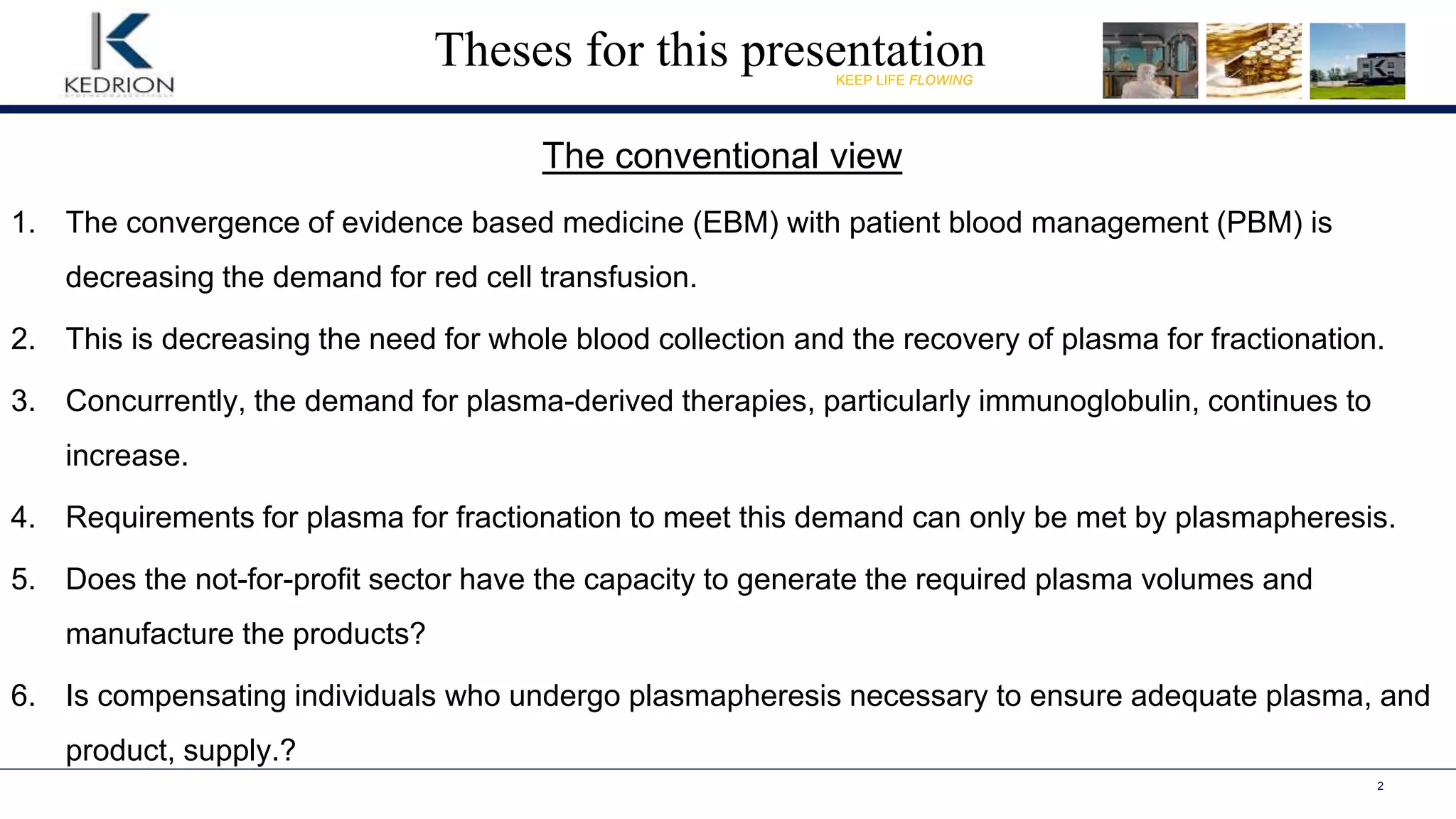 Plasma for fractionation and Patient Blood Management. | PPTX