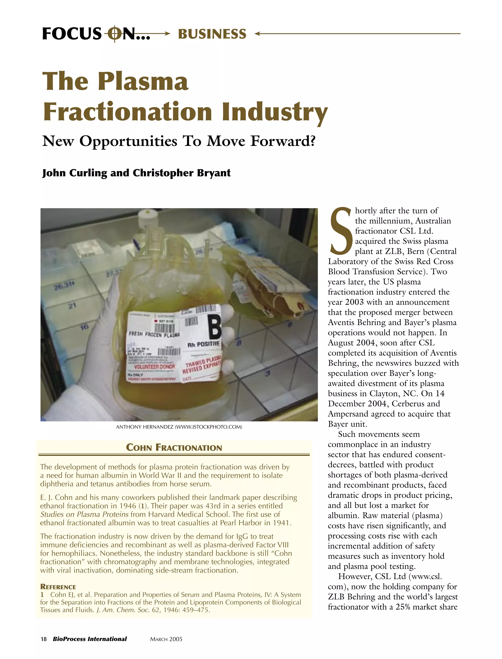 Plasma fractionation industry | PDF