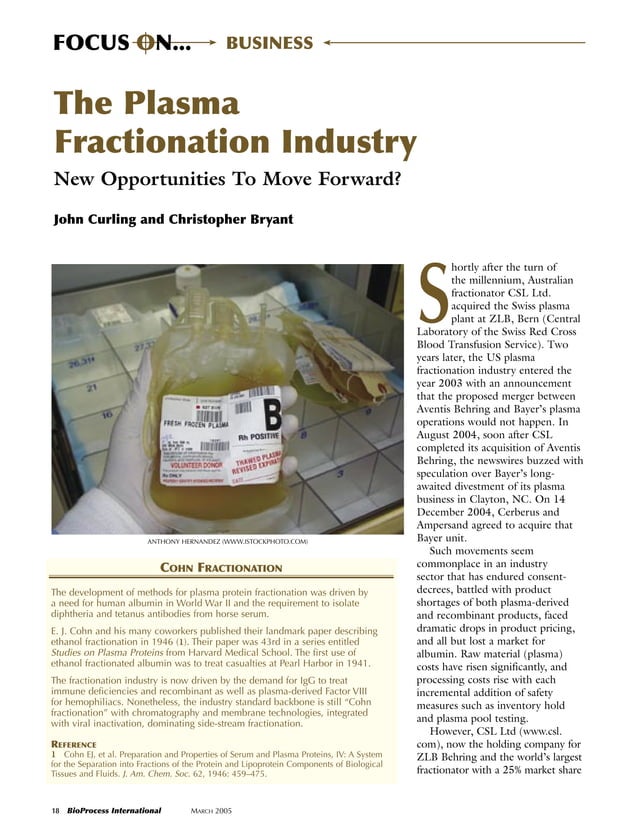 Plasma fractionation industry | PDF