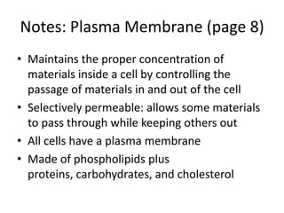 Plasma membrane notes | PPTX
