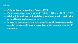 Plasma membrane structure & function | PPTX