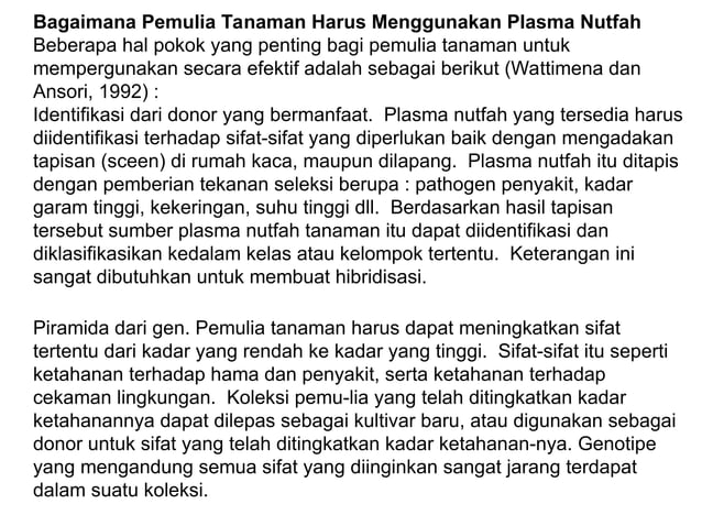 Pengertian dan Potensi Plasma Nutfah Tanaman | PPT