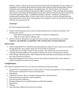 Plasmapheresis: Principles, Uses, and Patient Care | DOCX