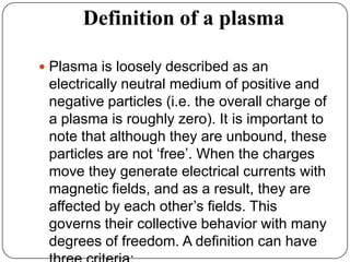 Plasma physics | PPTX