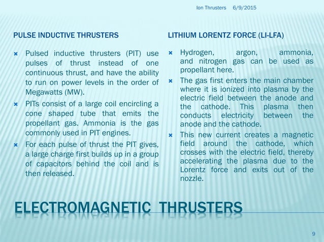 ION THRUSTERS (an application of plasma physics) ppt | PDF | Chemistry | Science