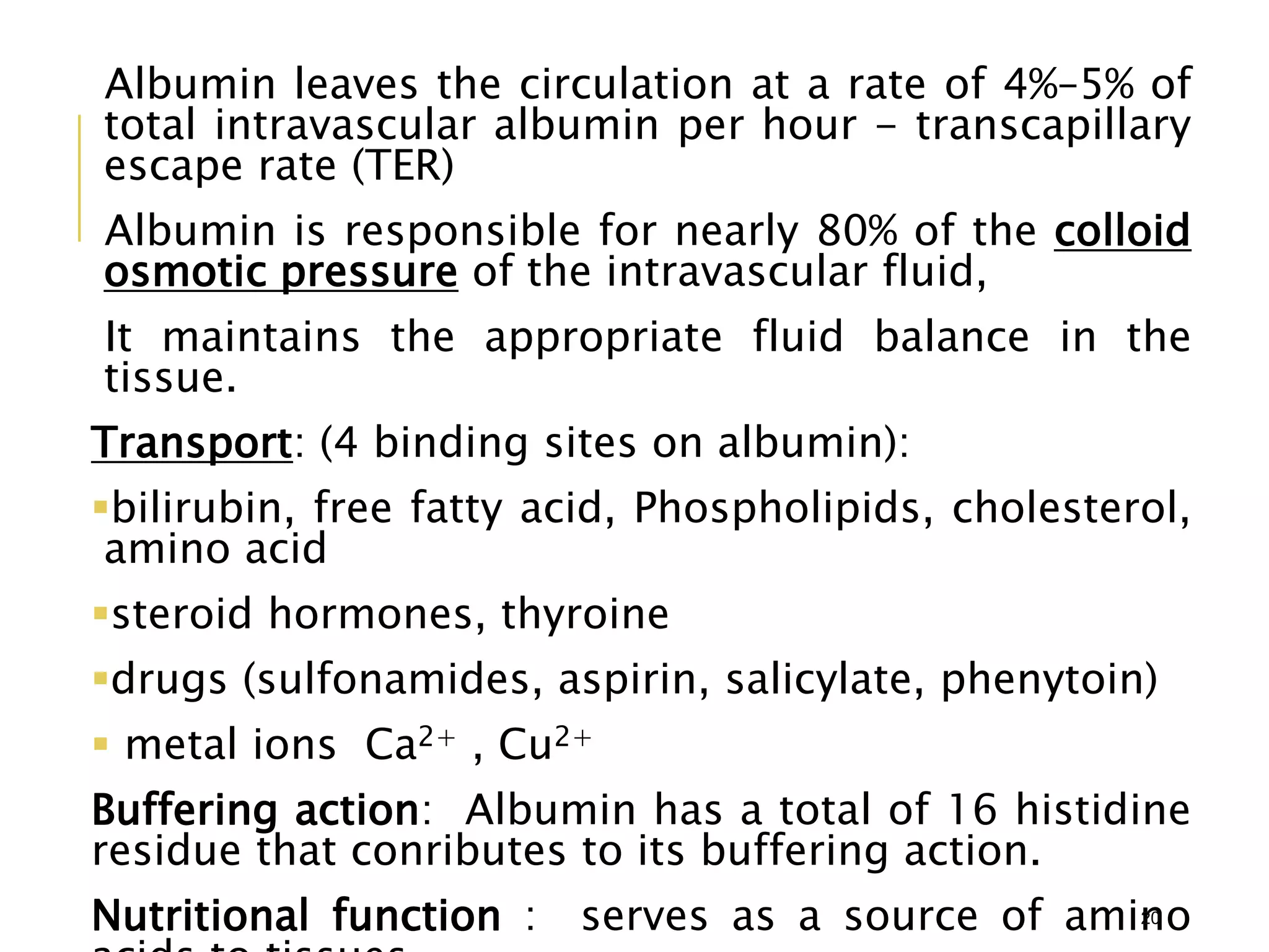 Plasma protein composition and function | PPTX