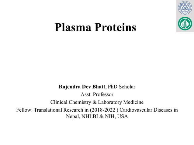 Plasma proteins and their functions for Nursing .pptx | Blood Disorders ...