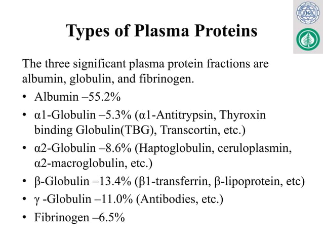 Plasma proteins and their functions for Nursing .pptx | Blood Disorders ...