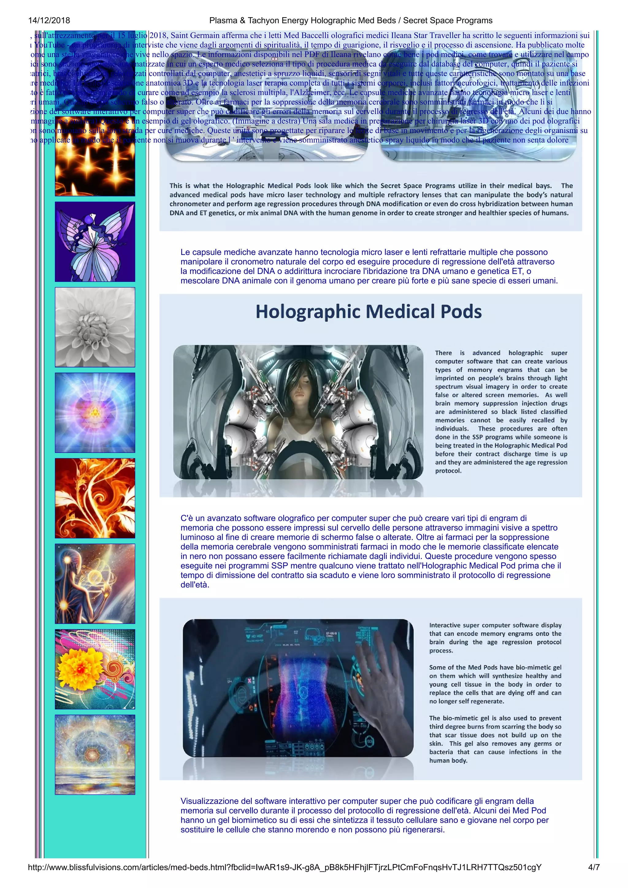 Plasma & tachyon energy holographic med beds secret space programs | PDF