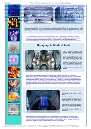 Plasma & tachyon energy holographic med beds secret space programs | PDF