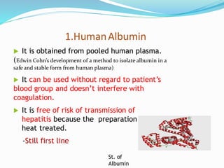 Plasma volume expanders | PPTX