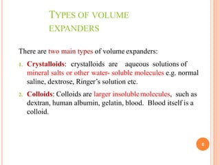 Plasma volume expanders | PPTX
