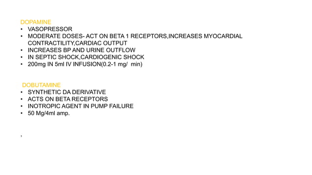 Plasma volume expanders and cardiovascular drugs used in | PPT