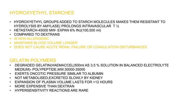 Plasma volume expanders and cardiovascular drugs used in | PPT