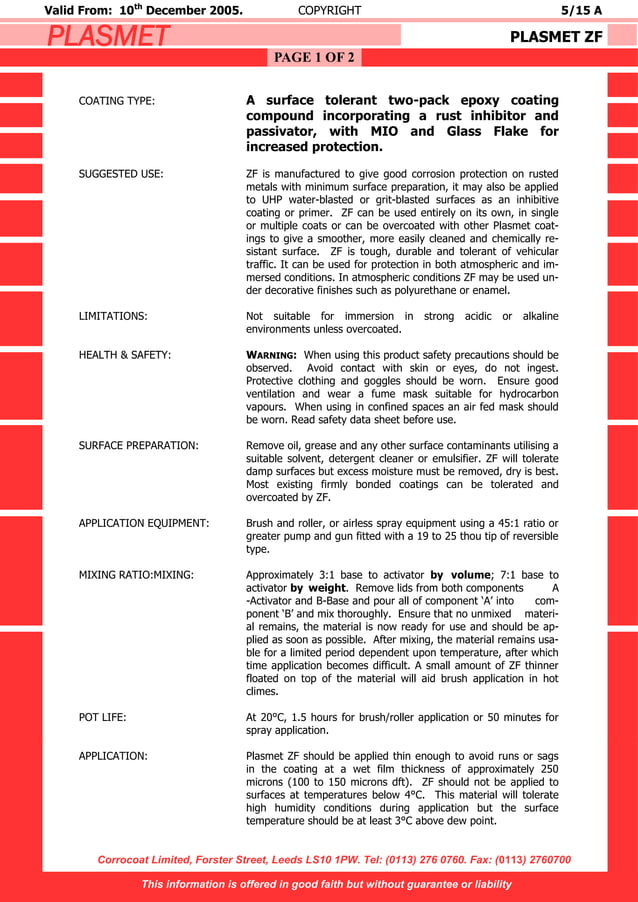 Plasmet - Protective Coating | PDF