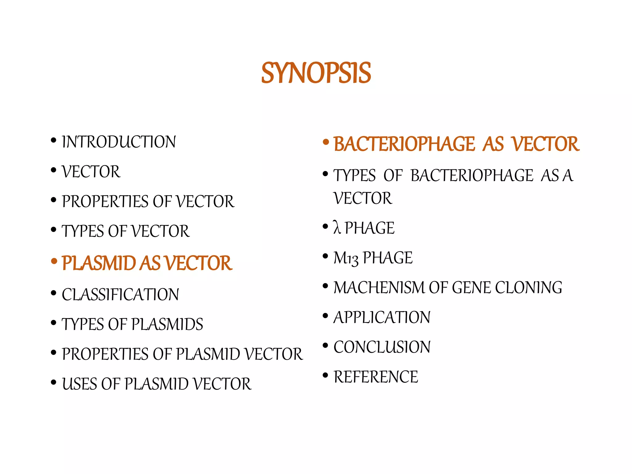 Plasmid and phage vector | PPTX