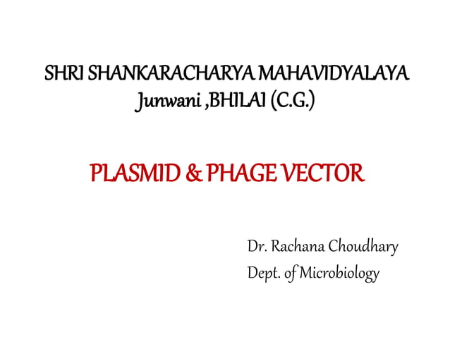 Plasmid and phage vector | PPTX