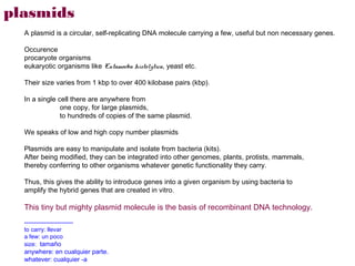 Plasmids | PPT | Biological Sciences | Science
