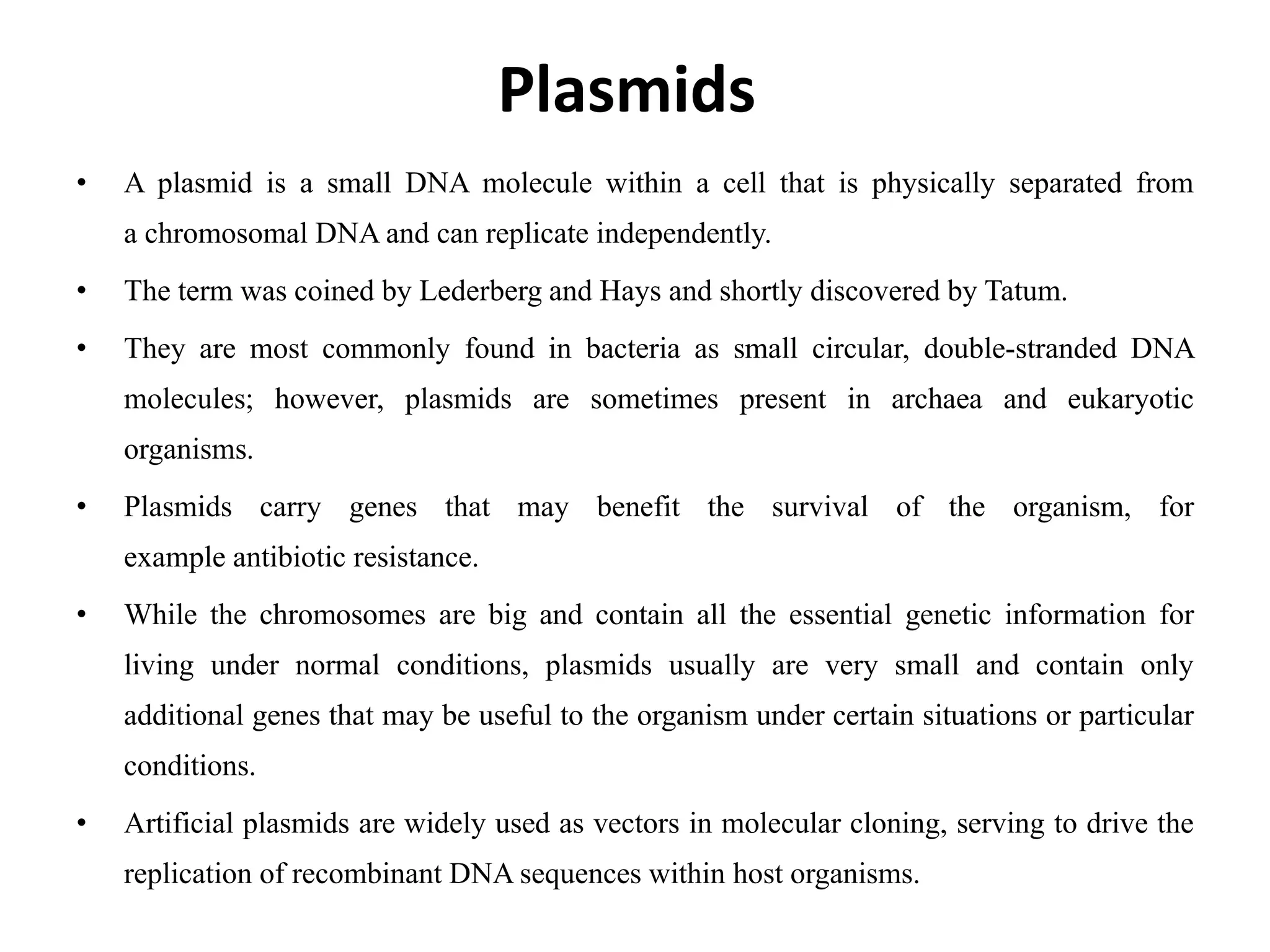 Plasmids and their features for genetic engineering | PPT