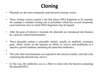 Plasmids and their features for genetic engineering | PPT
