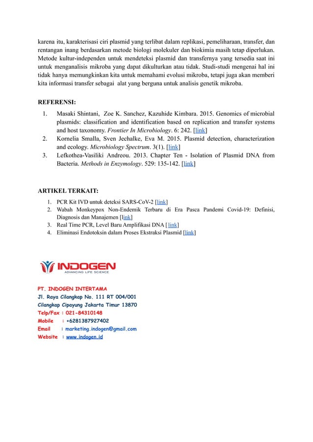 Plasmid sebagai Alat Genetik dan Aplikasi dalam Perkembangan Biomolekuler - PT Indogen Intertama.pdf
