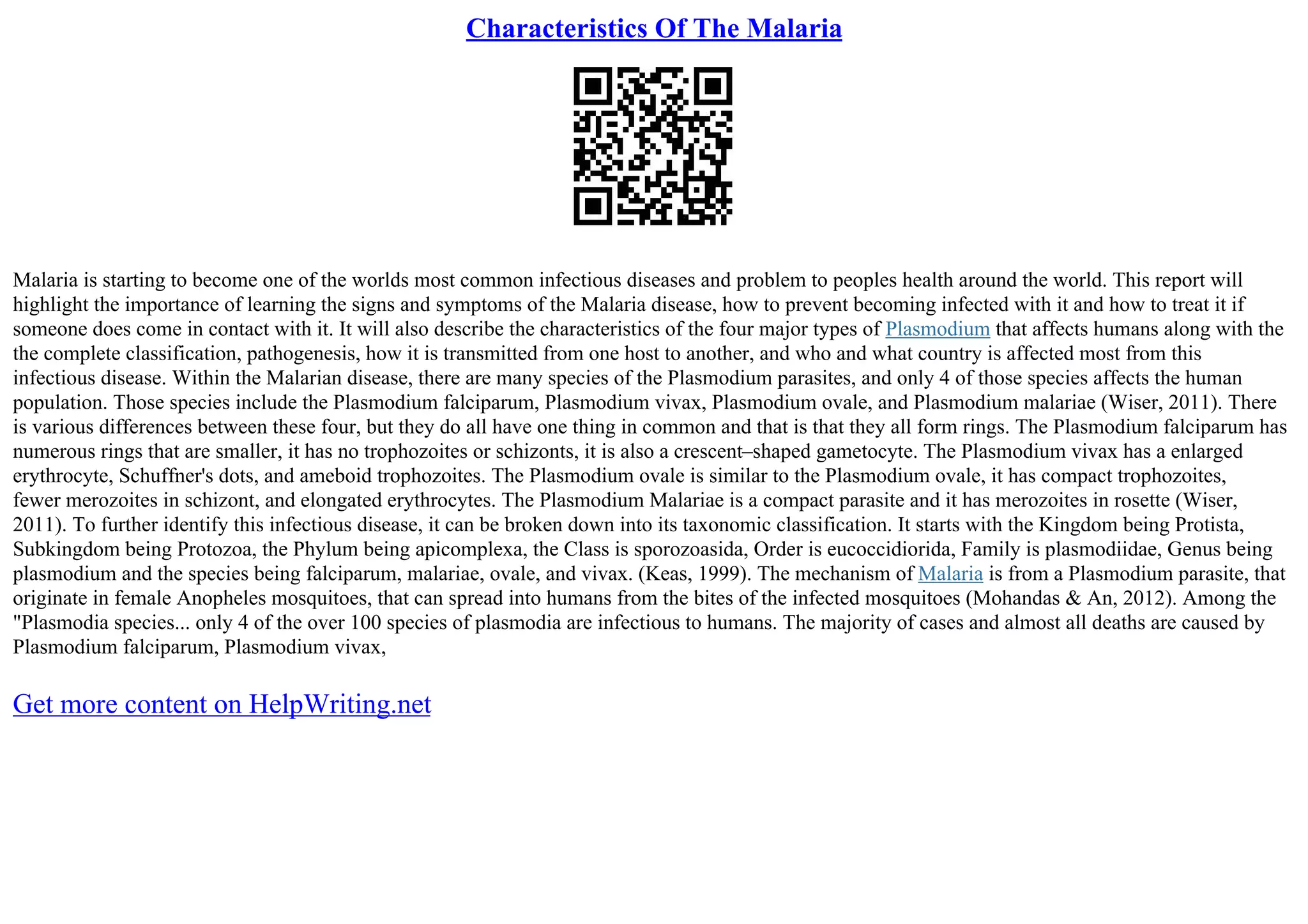 Plasmodium Falciparum | PDF