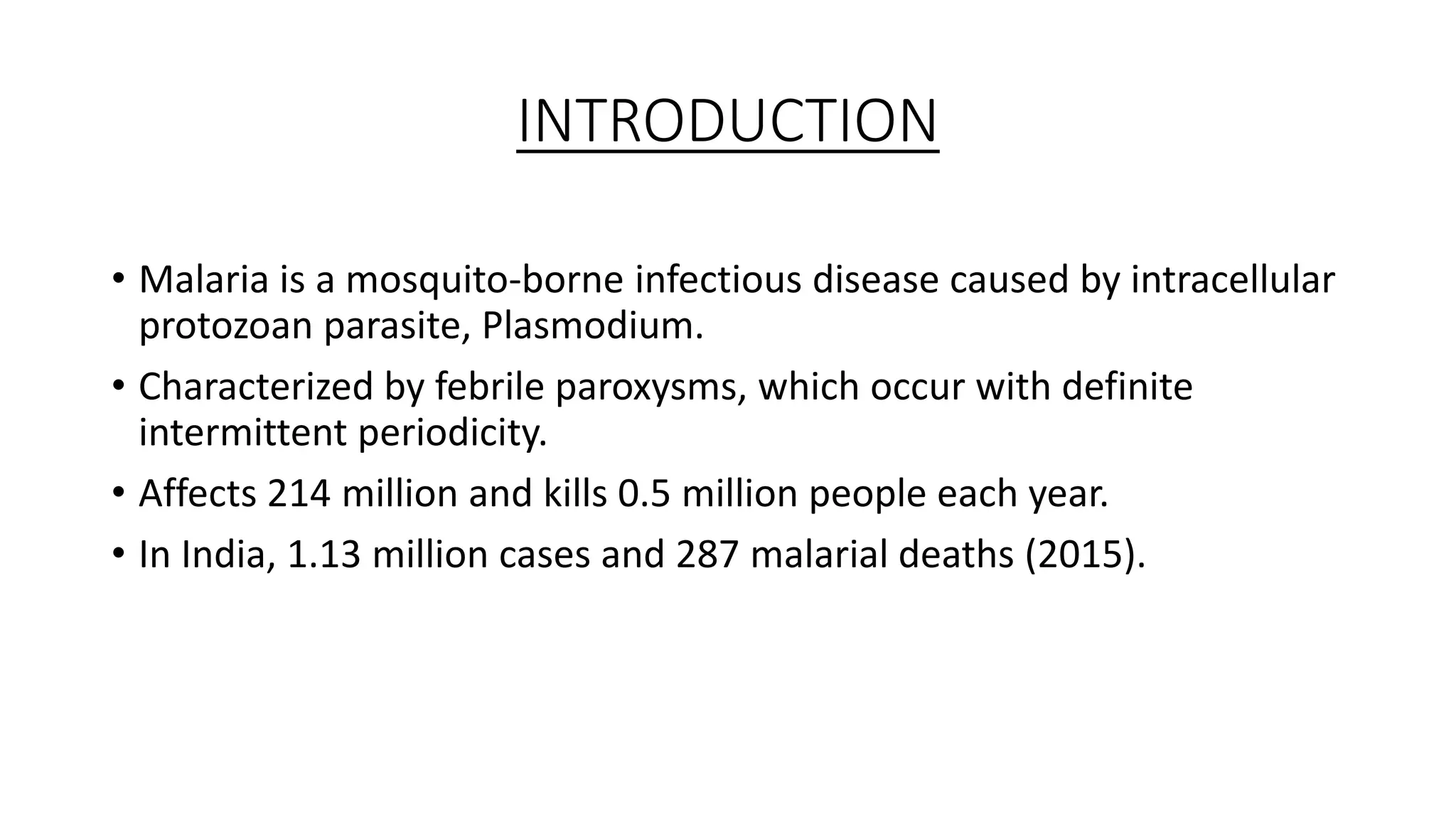 Malaria- Introduction and life cycle of plasmodium | PPTX