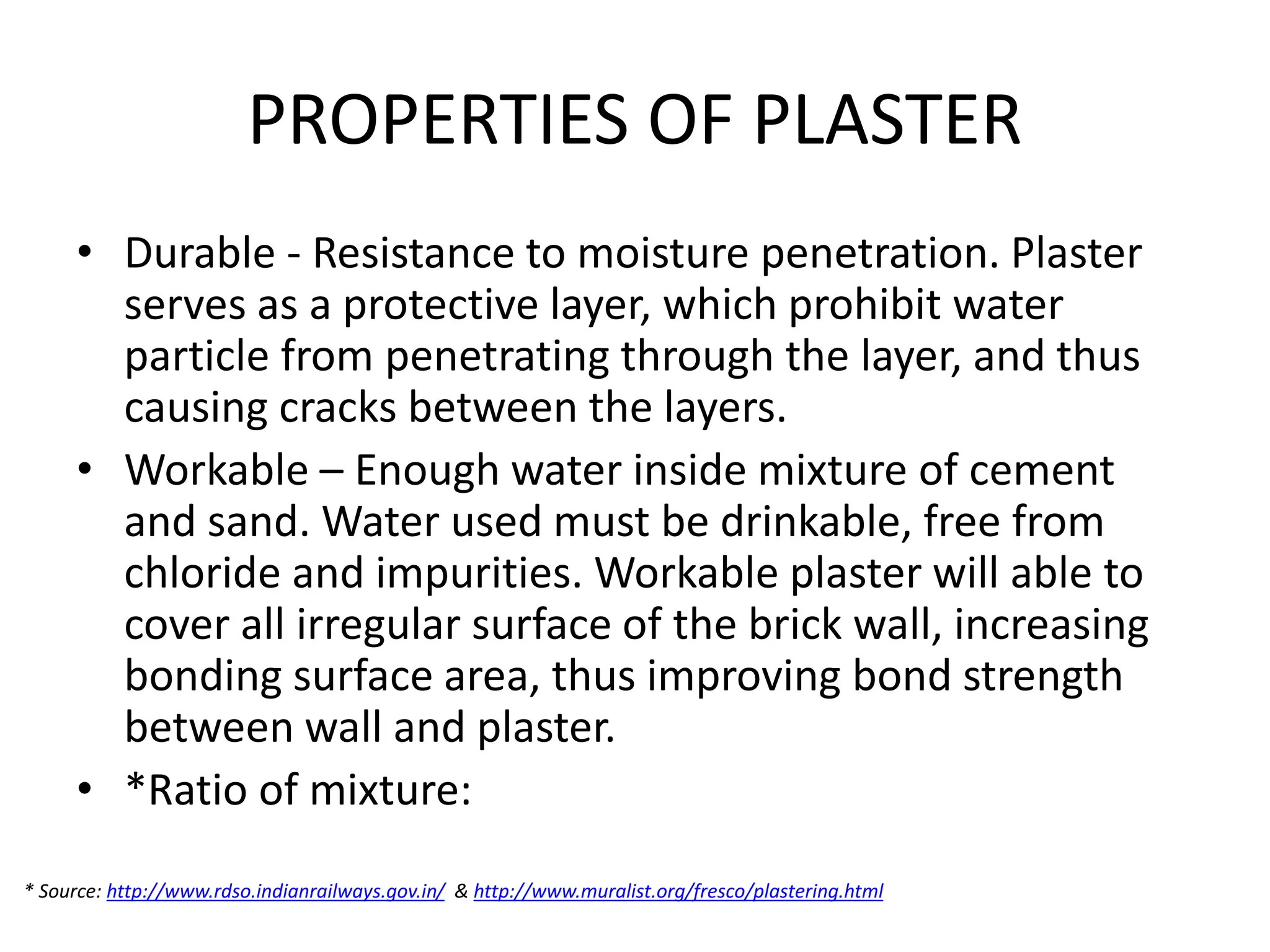 Plastering Process (Cement/Masonry/Finishing Layer) | PPTX