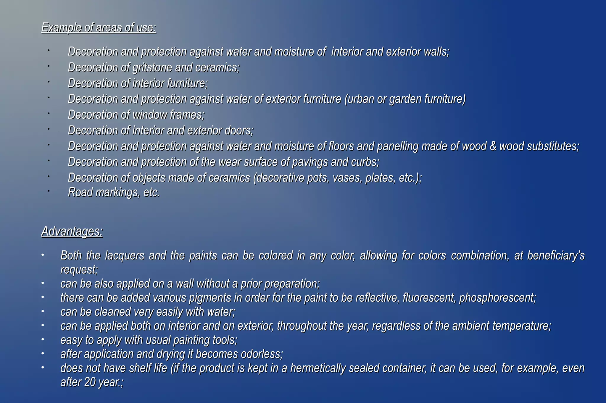 Plastic-based decorative lacquer & paint, and waterproofing paint for ...