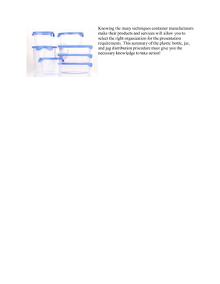 Plastic container manufacturing process | PDF