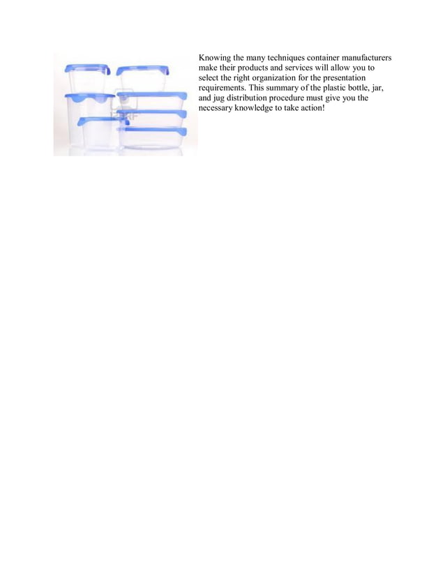 Plastic container manufacturing process | PDF | Food & Drink