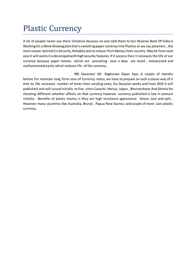 Plastic currency | PDF